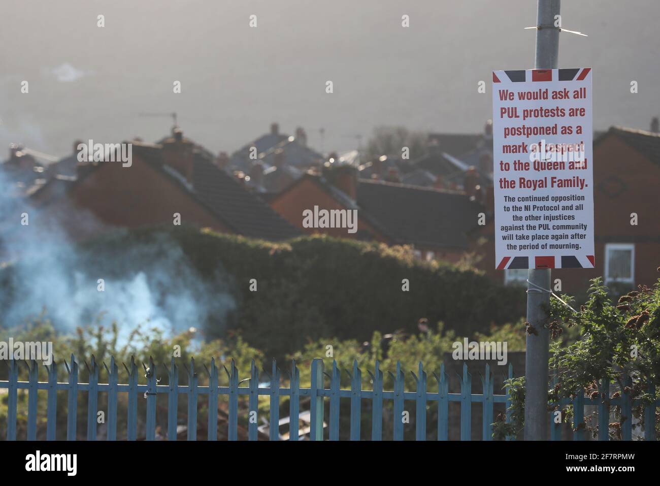 A sign on the corner of the Shankill Road and Lanark Way in Belfast ...
