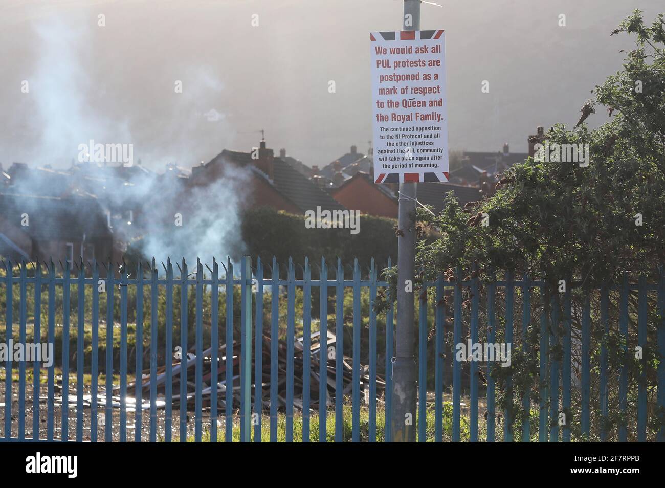 A sign on the corner of the Shankill Road and Lanark Way in Belfast ...