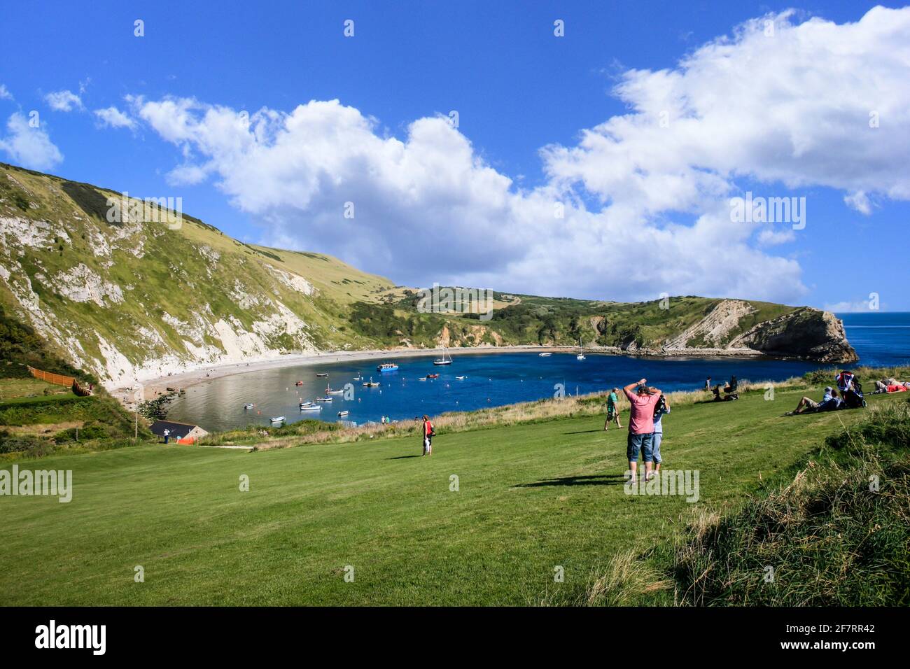 The chalk cliffs at Lulworth Cove Dorset Stock Photo - Alamy