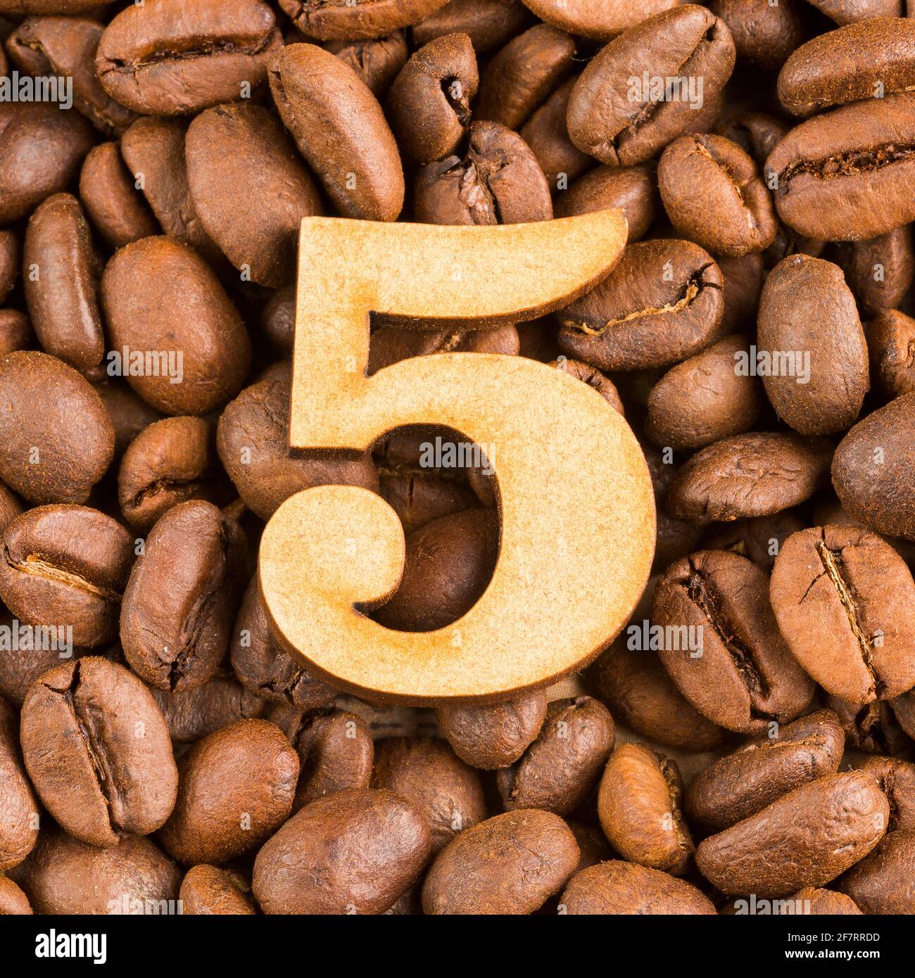 5, Number on wood- background of coffee beans. Coffea Stock Photo - Alamy