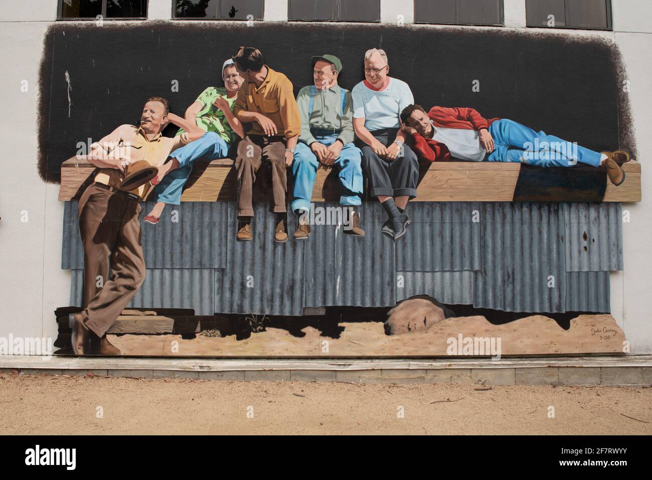 A mural of Steinbeck characters from his novel "Cannery Row ...