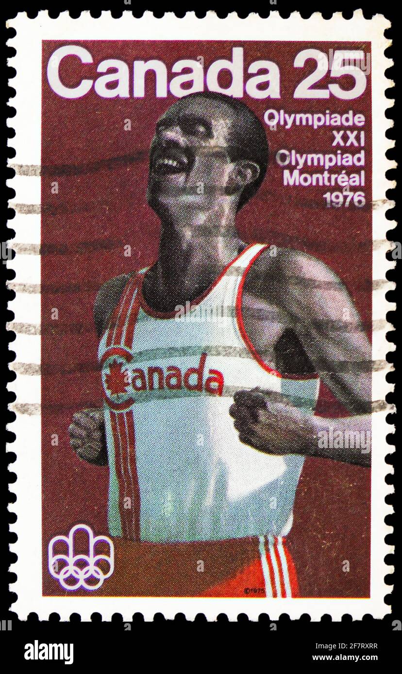 MOSCOW, RUSSIA - JANUARY 17, 2021: Postage stamp printed in Canada ...