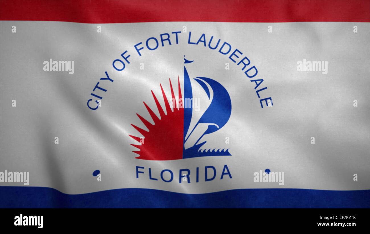 Fort Lauderdale, Florida flag waving in the wind. 3d illustration Stock ...