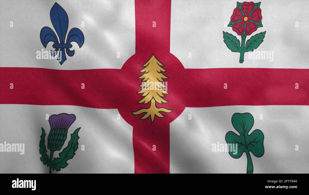 Montreal, Canada flag waving in the wind. 3d illustration Stock Photo ...