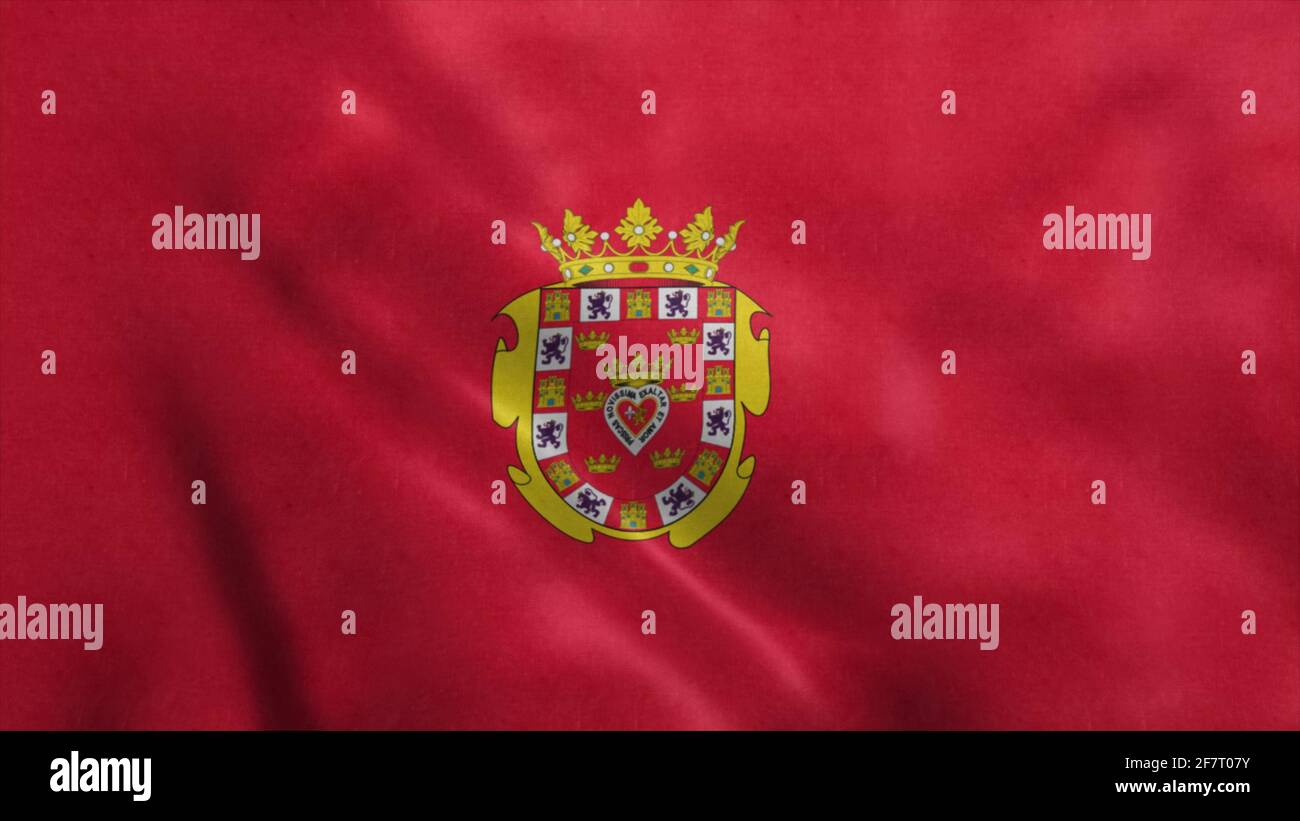 Murcia flag, city of Spain. 3d illustration Stock Photo - Alamy