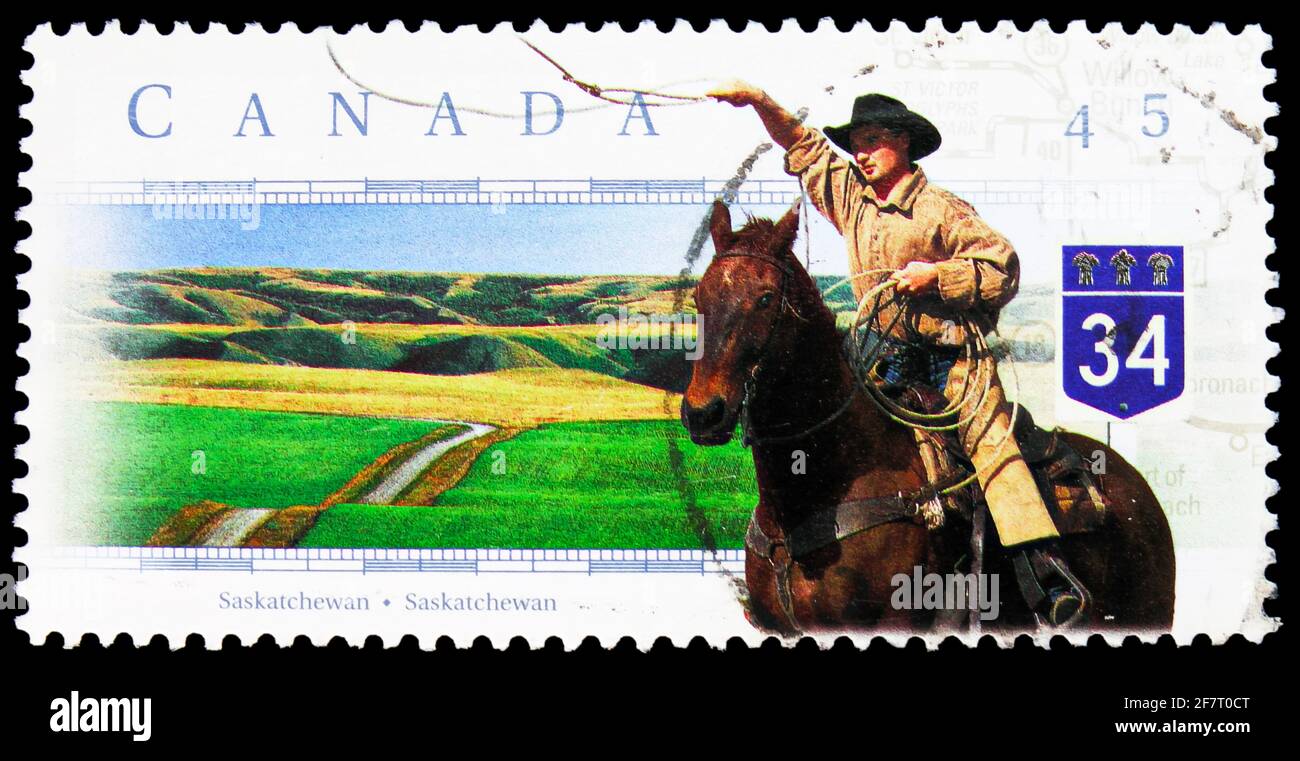 MOSCOW, RUSSIA - JANUARY 17, 2021: Postage stamp printed in Canada ...