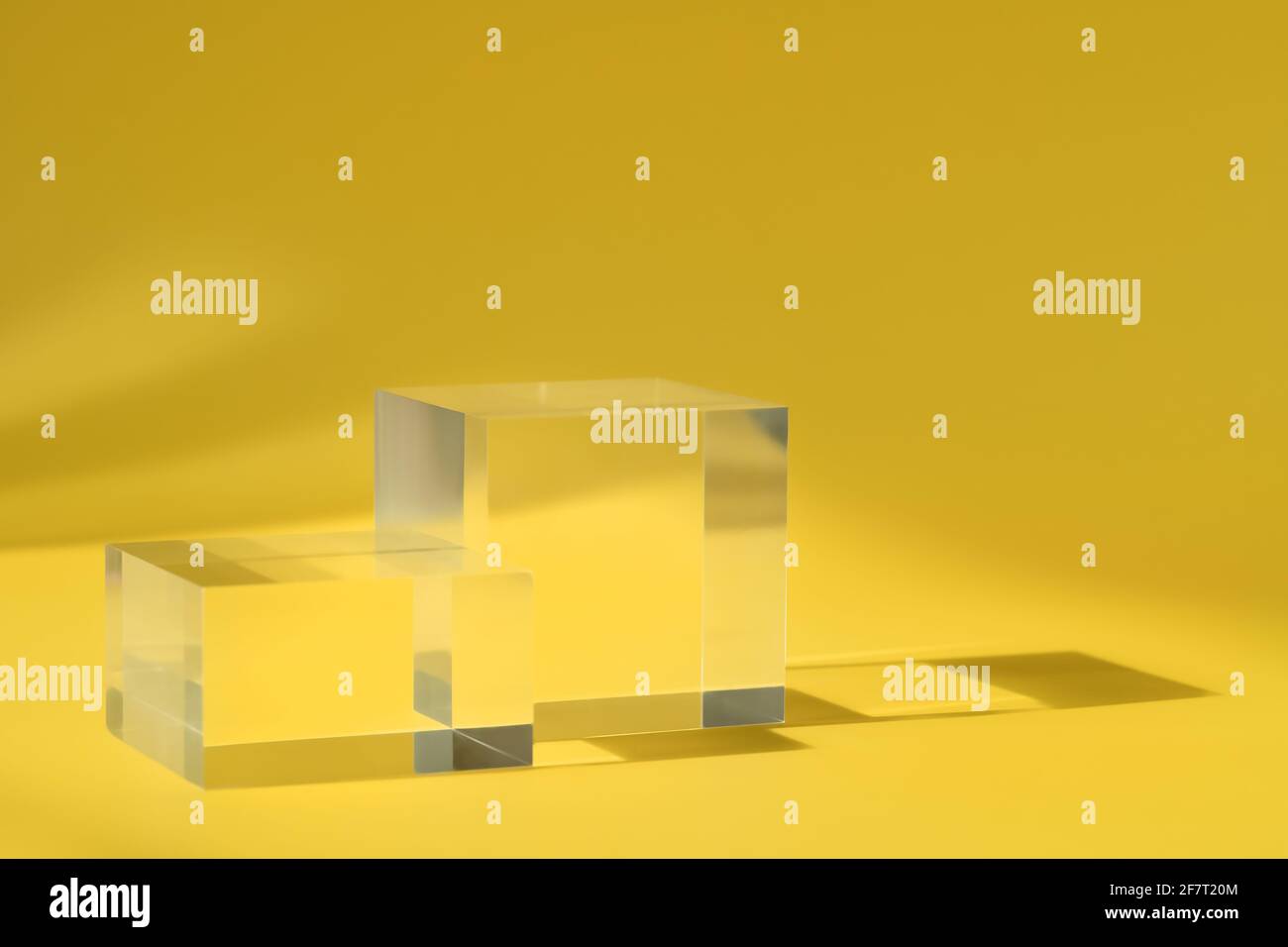 Pedestal display glass cube, block platform, transparent geometric ...
