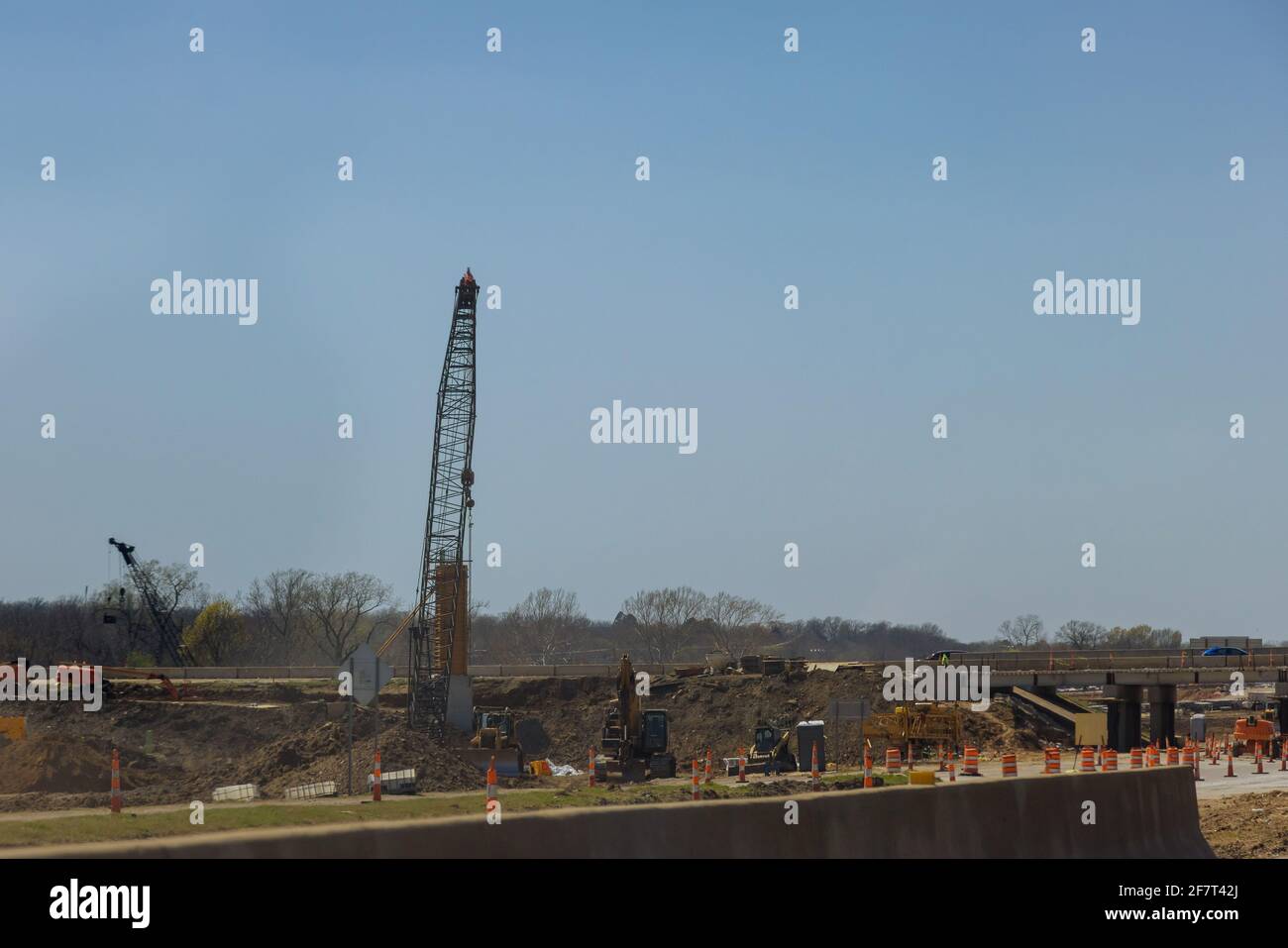 Under renovation road repair bridge reconstruction on USA highway Stock ...