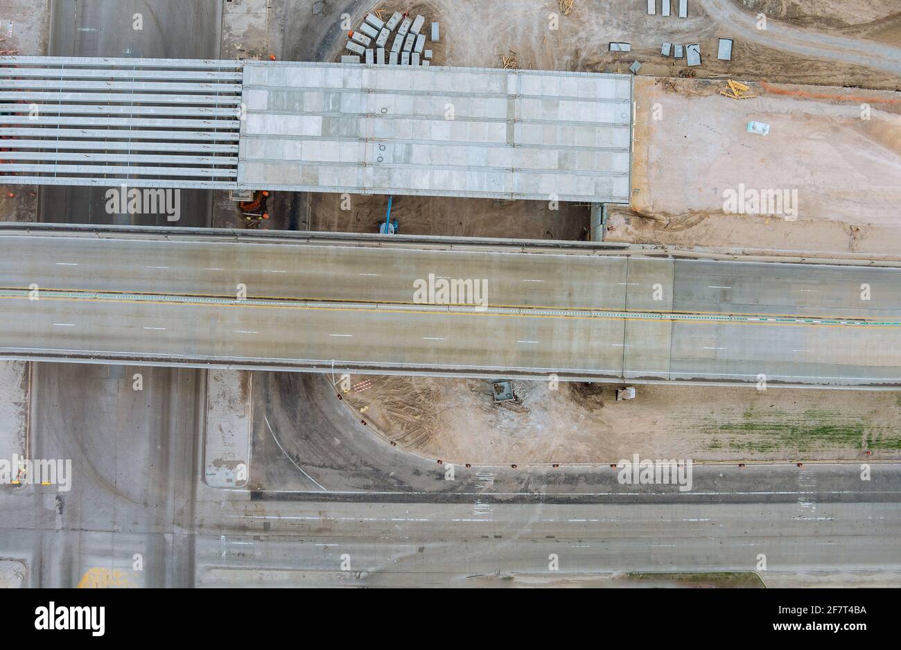 Under renovation road repair bridge reconstruction on USA highway Stock ...