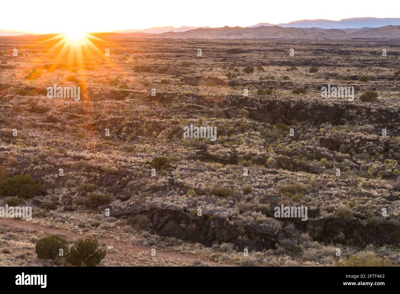 Sunset over the lava fields of Valley of FIres Recreation Area, New ...