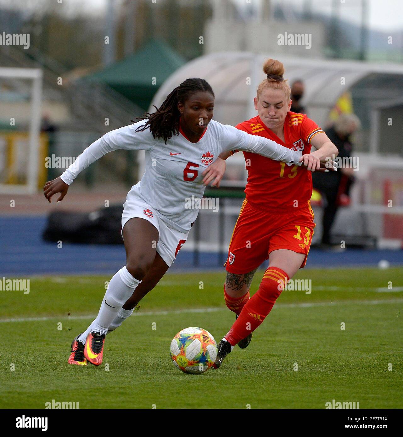 Cardiff Leckwith Stadium, 9th April 2021, UK: Wales' Rachel Rowe tries ...