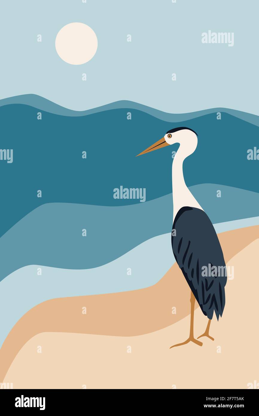 One bird on beach Stock Vector Images - Alamy