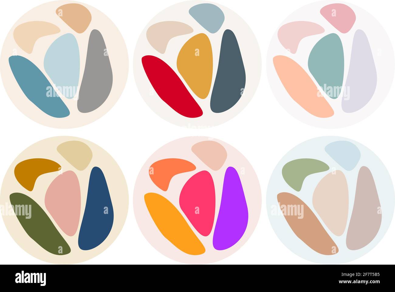 A set of round covers from abstract shapes in different colors. Vector ...