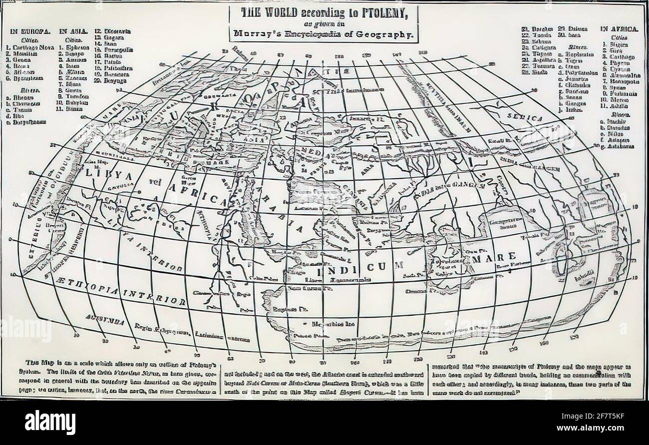 Illustration of the world map according to Ptolemy Stock Photo - Alamy