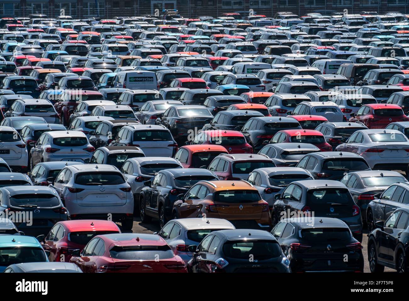 Car terminal in the inland port Logport I, in Duisburg on the Rhine ...