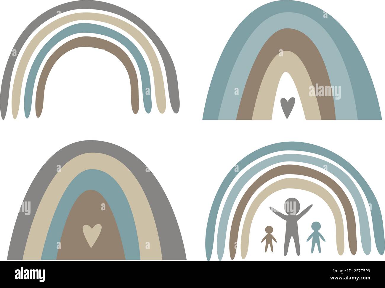 Bohemian rainbow illustration for design, season, family, connecting ...