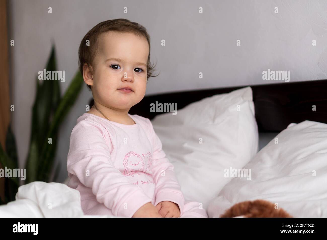 Authentic portrait caucasian little infant chubby baby girl or boy in ...