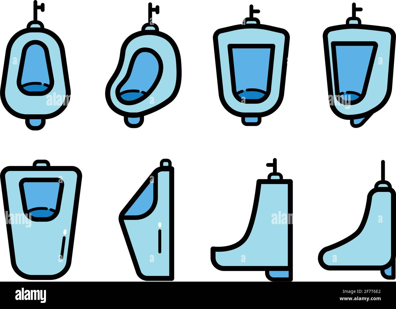 Urinal outline icon. Thin linear urinal outline icon collection ...