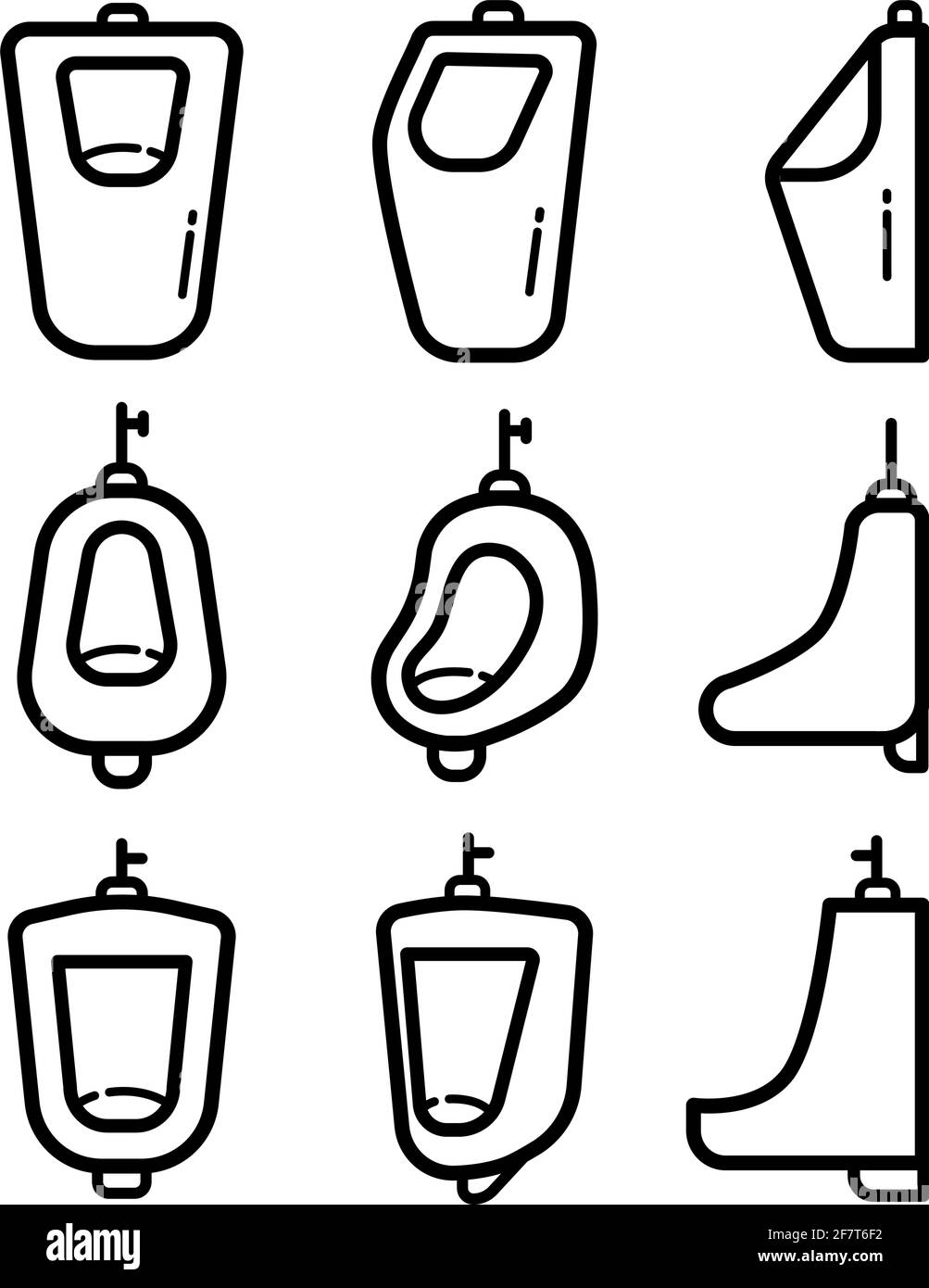 Urinal outline icon. Thin linear urinal outline icon collection isolated on white background ...