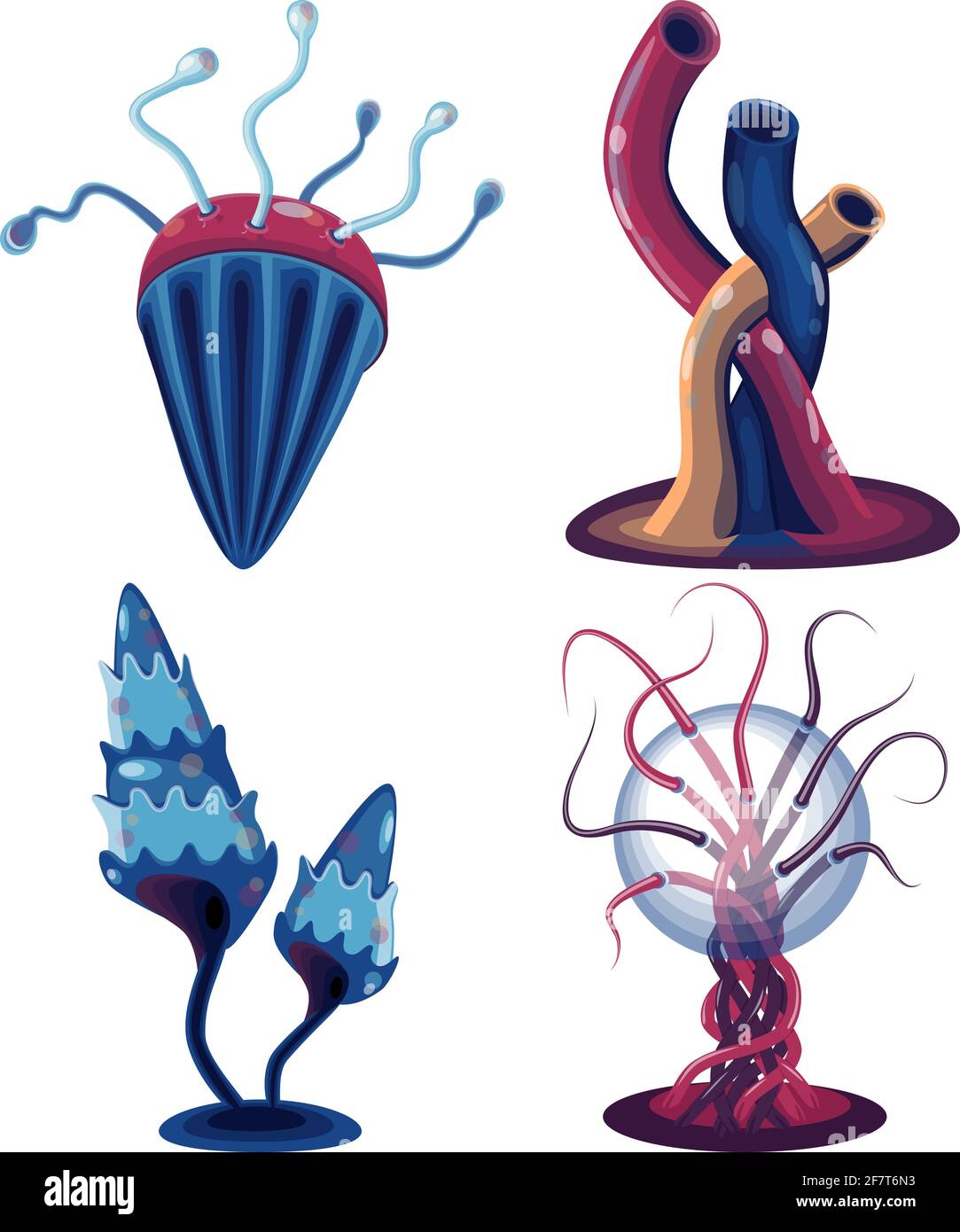 Unusual fantasy mushrooms set. Vector magic nature elements, isolated ...