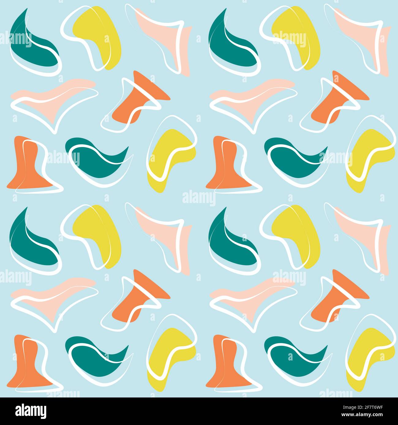 abstract pattern of colored spots and white outlines, summer colors ...