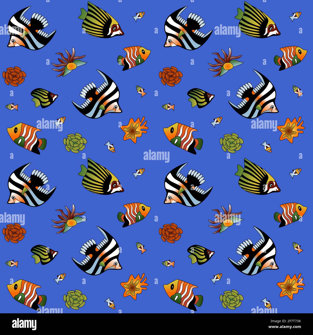 Underwater pattern with colorful fishes and plants vector illustration ...