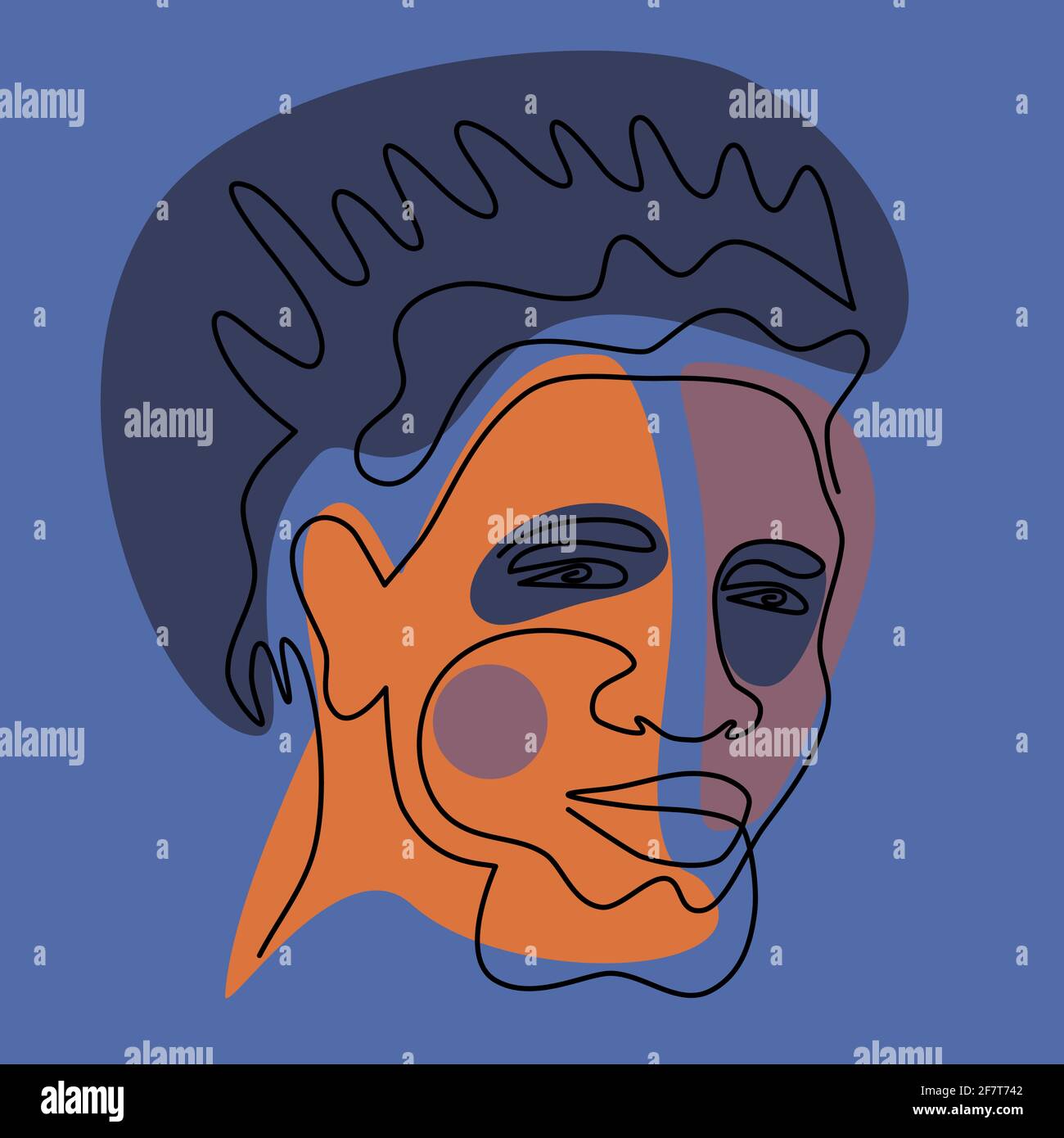 Abstract male face drawn by one line. outline style. Modern vector ...