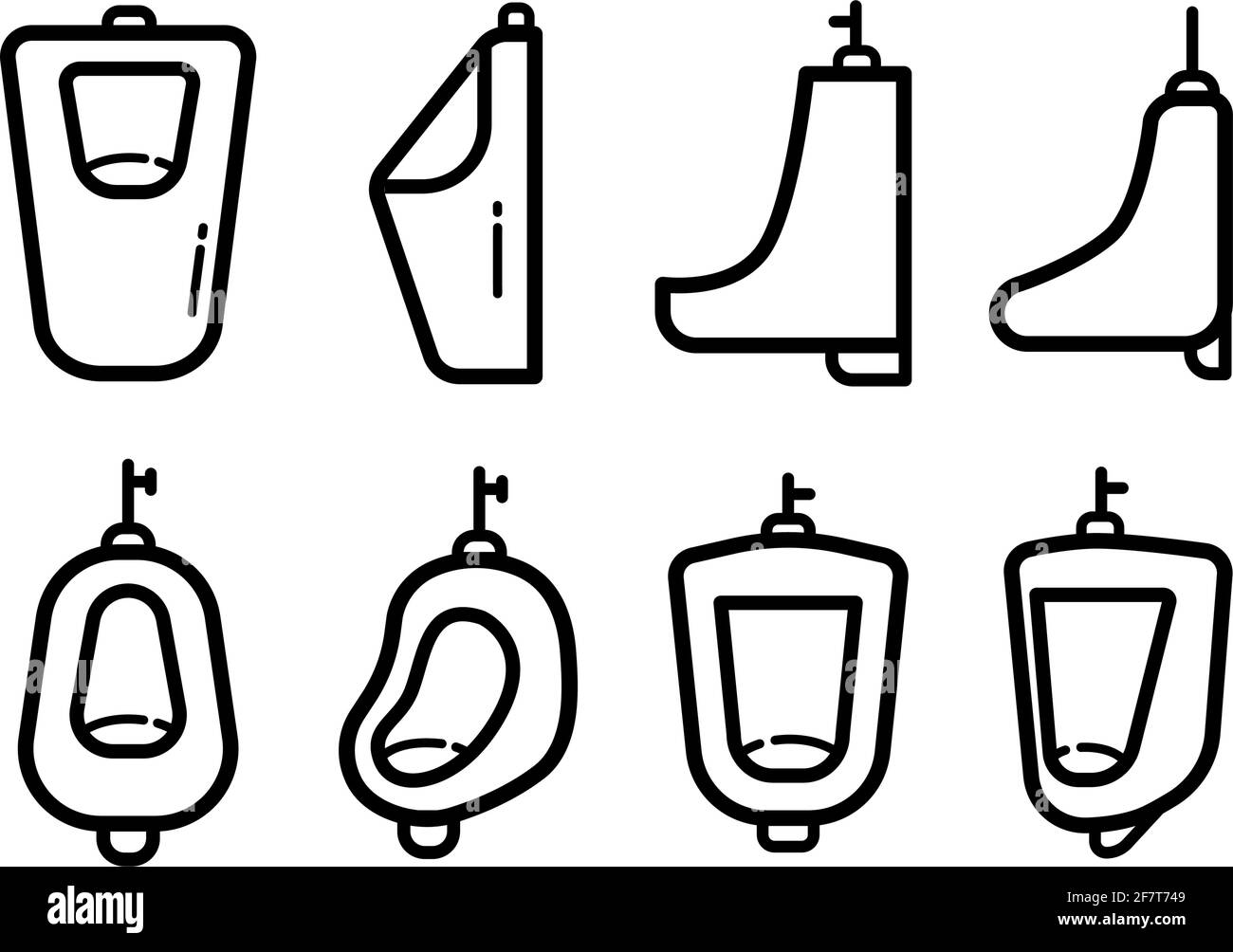 Urinal outline icon. Thin linear urinal outline icon collection isolated on white background ...