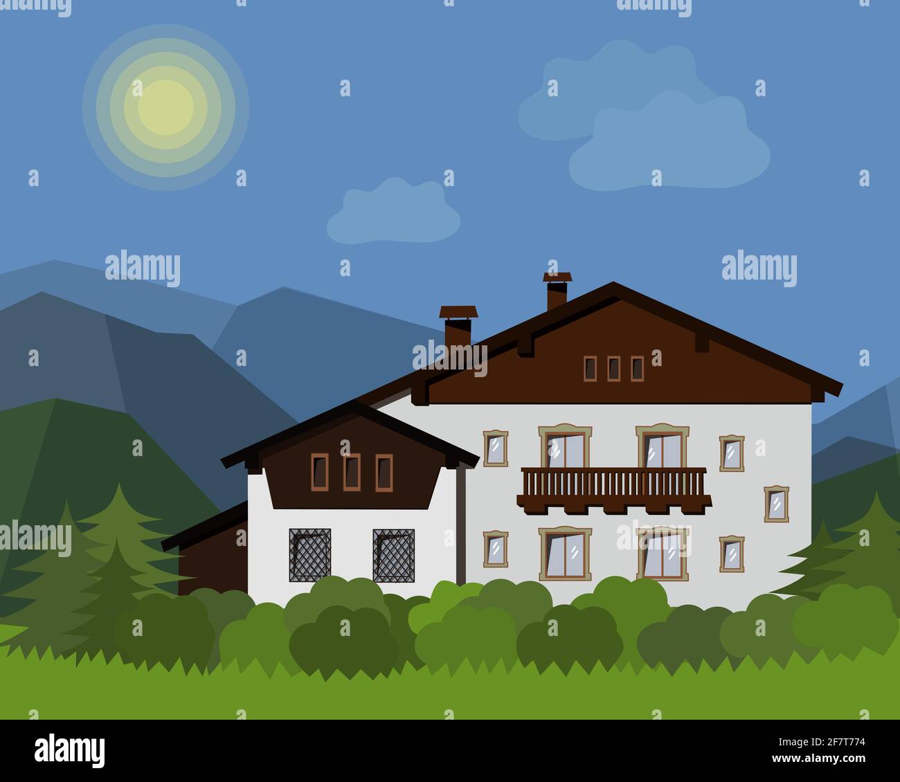 House in village mountains Stock Vector Images - Alamy