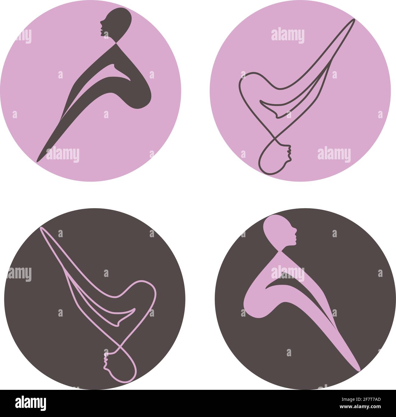 logo set, grace woman body in one line style for store, shop, website ...