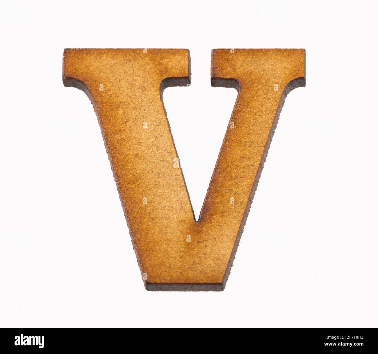 V, Wooden alphabet letter on white background Stock Photo - Alamy