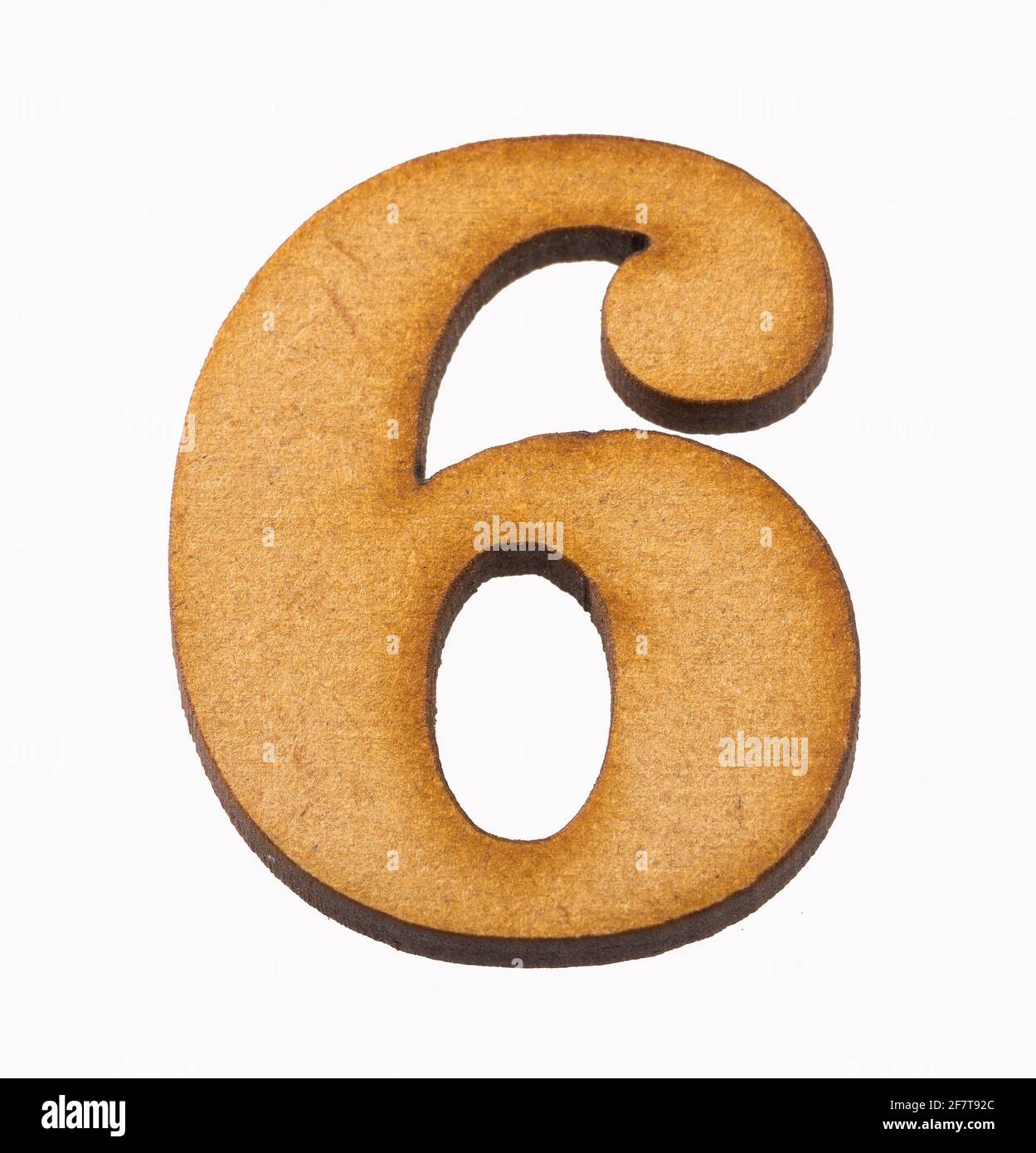 6, Number in wood isolated on white background Stock Photo - Alamy