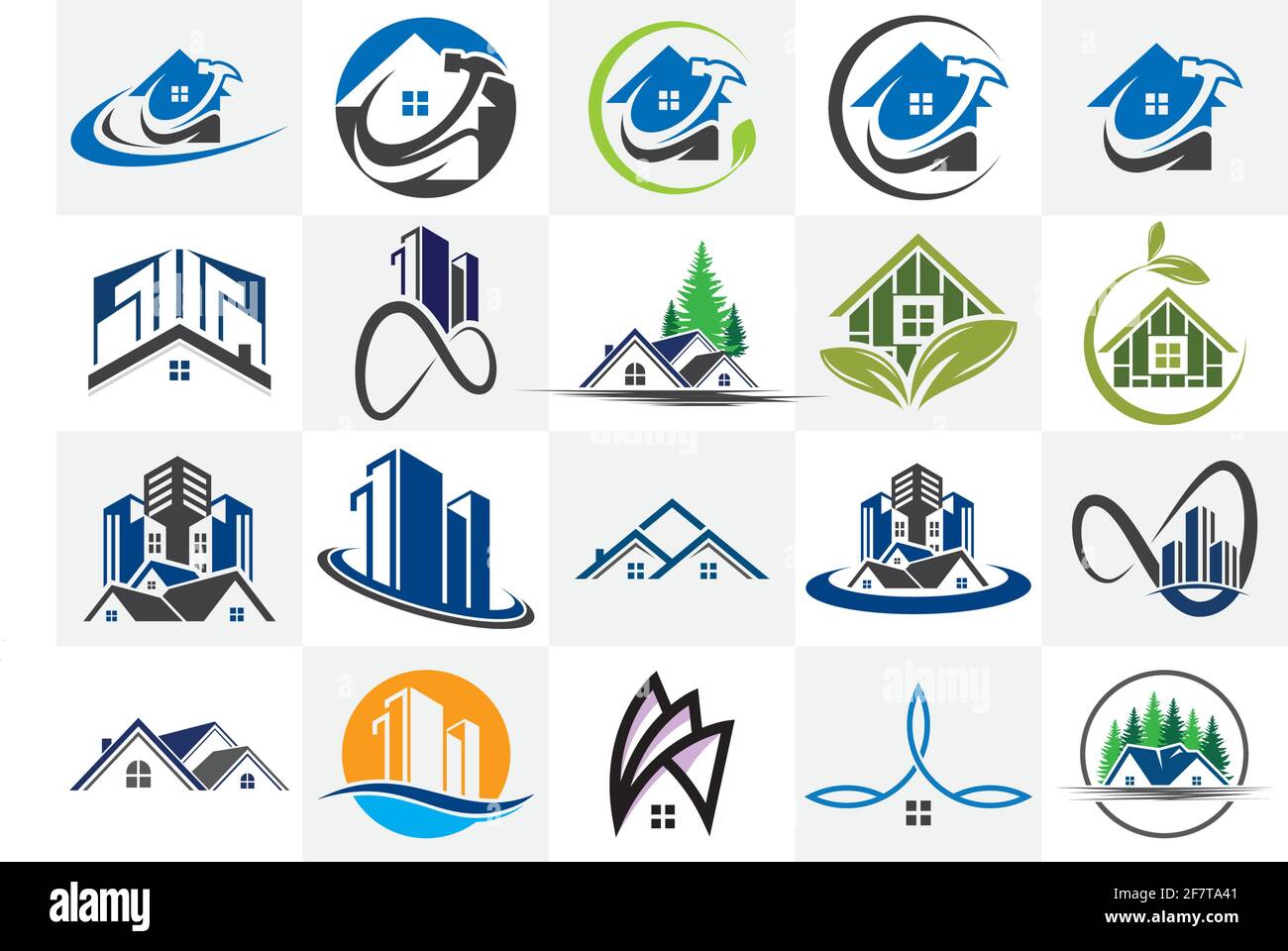 Modern house logo design. Real estate logo template. Home Icon set ...