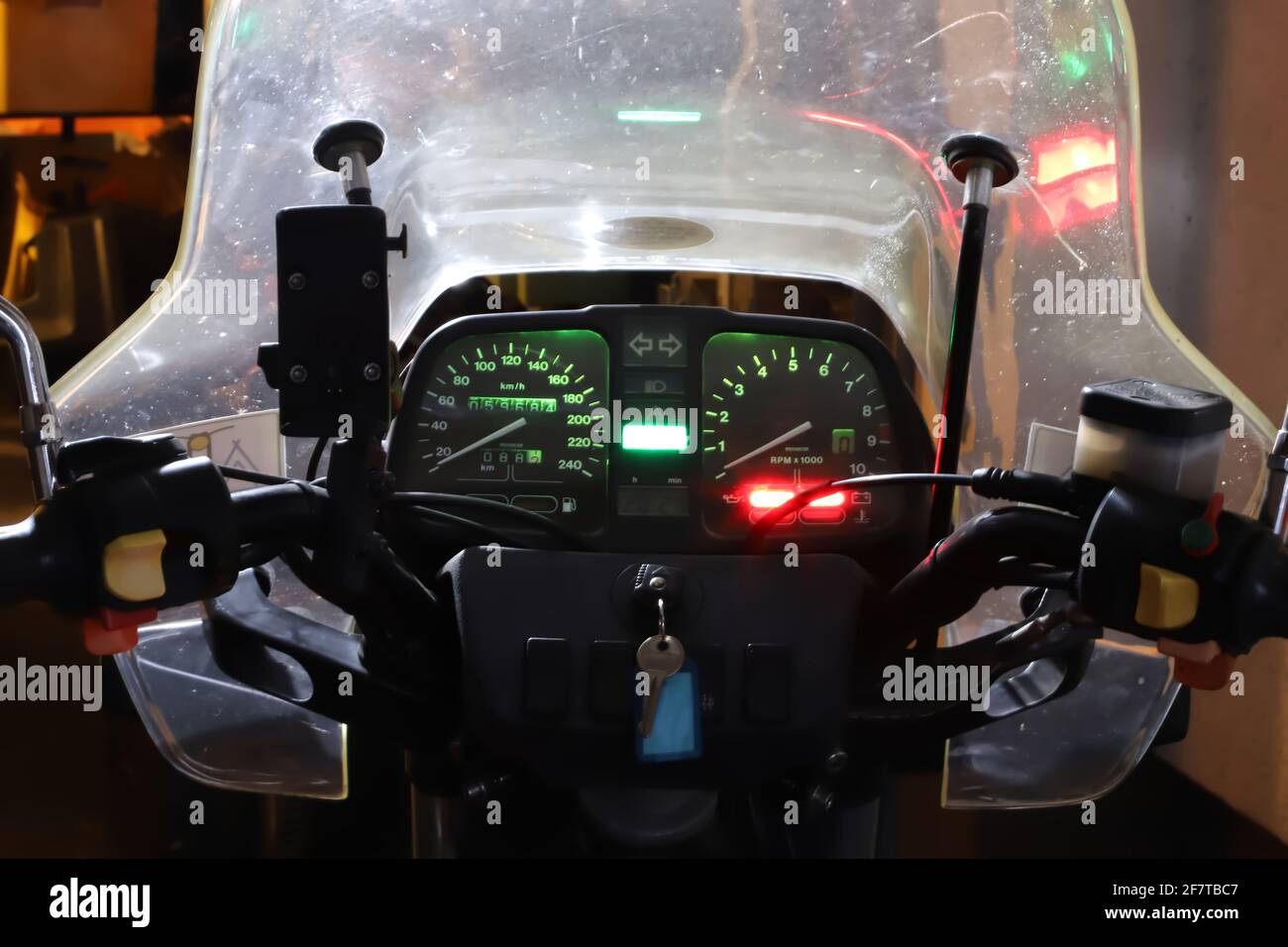 illuminated dashboard of a motorcycle Stock Photo - Alamy