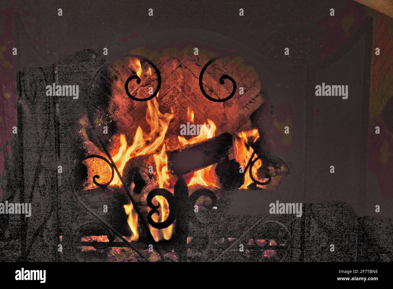 Residential home fire in fireplace Stock Photo - Alamy