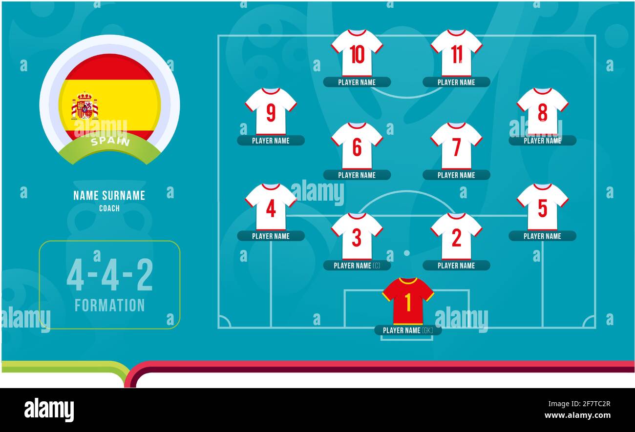 Spain line-up Football 2020 tournament final stage vector illustration ...