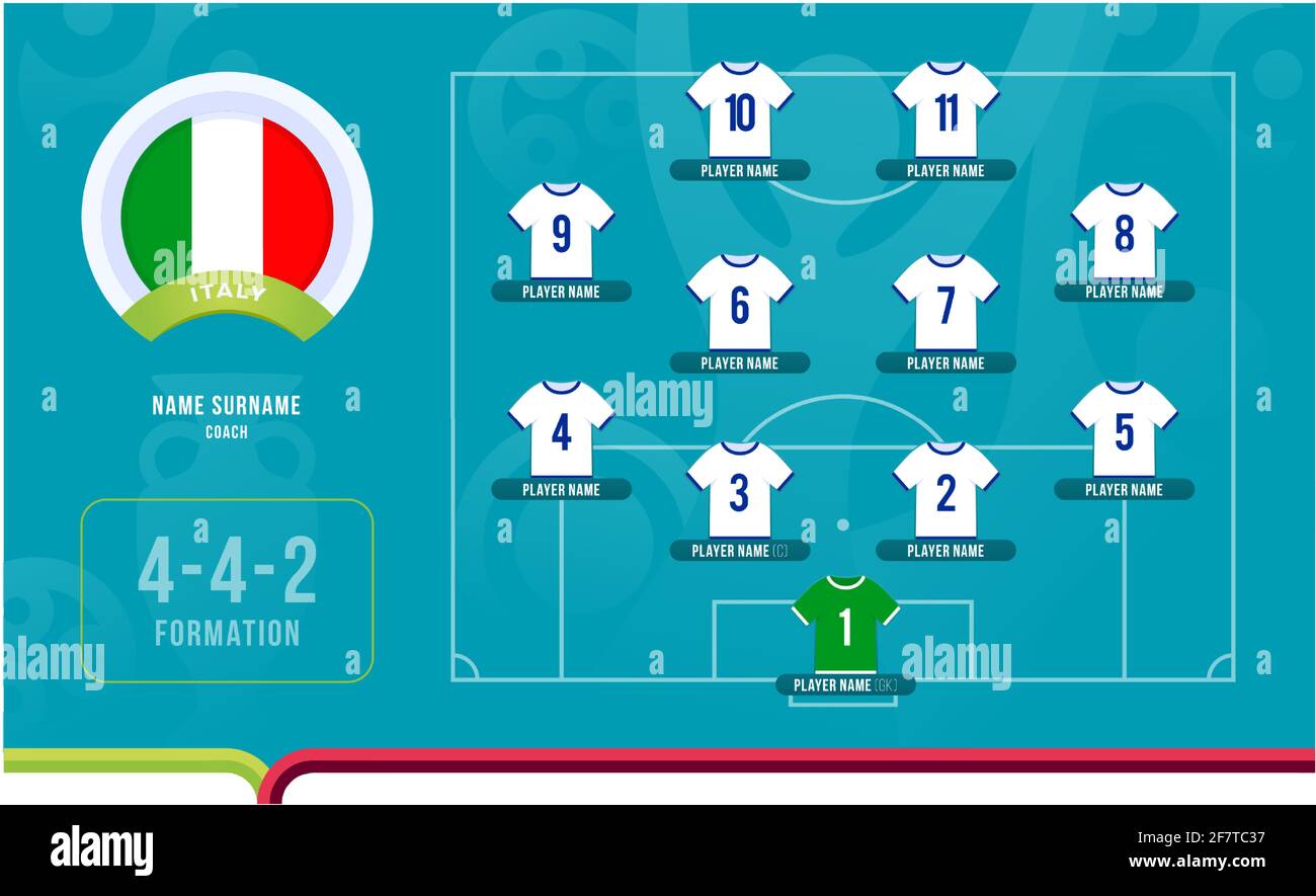 Italy line-up Football 2020 tournament final stage vector illustration ...