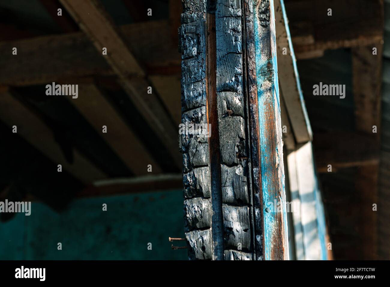Burnt window wooden frame . Abandoned house after the fire Stock Photo ...