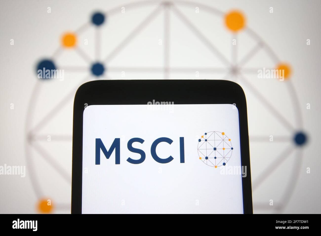 In this photo illustration the MSCI logo of an US finance company is ...