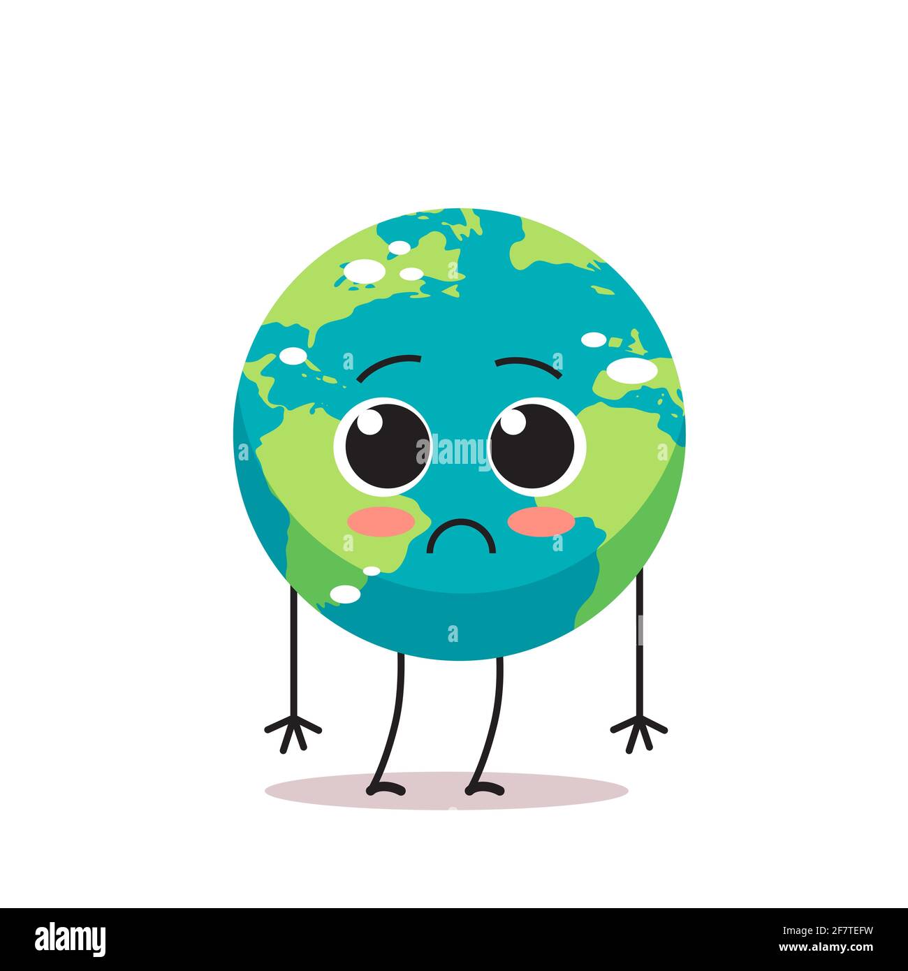 sad earth character unhappy cartoon mascot globe personage say no ...