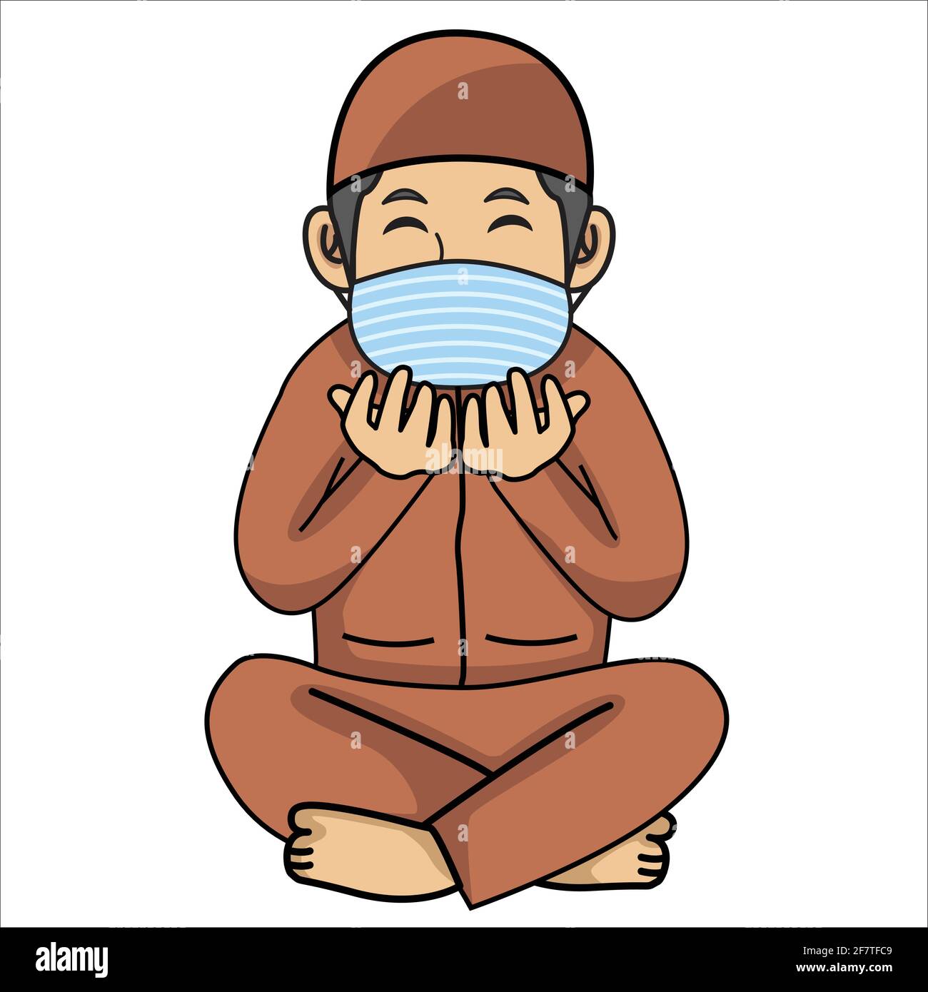 Muslim man praying at night,ramadan month, using mask and healthy ...