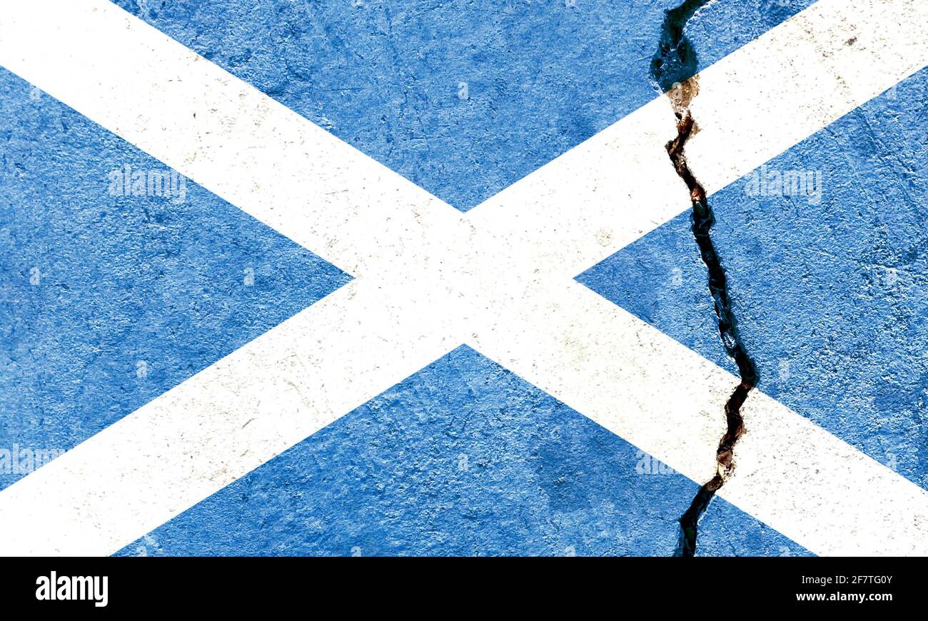 Scotland flag isolated on cracked wall background Stock Photo - Alamy