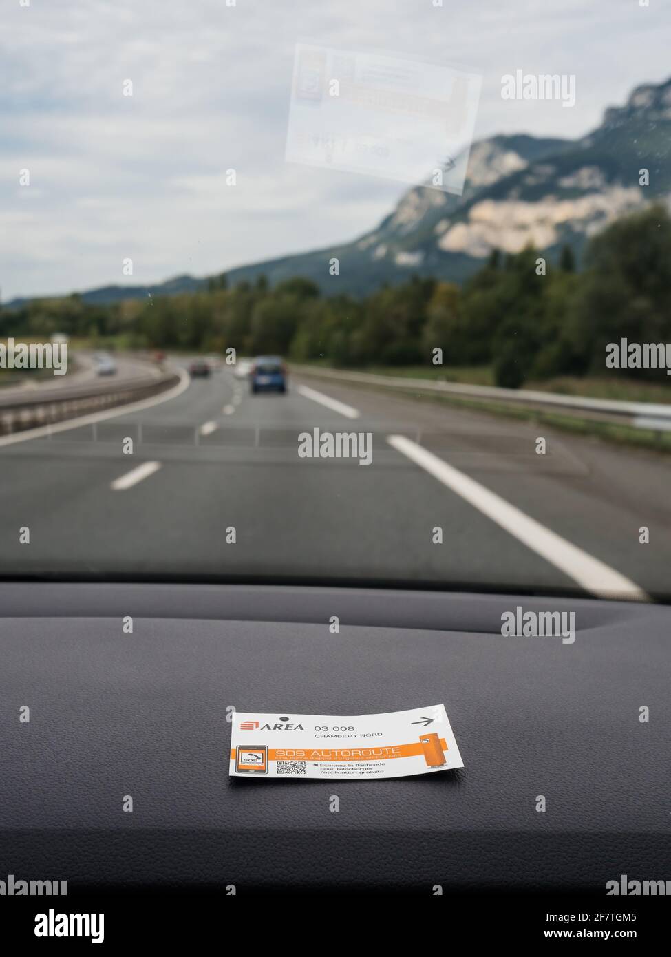 One paper ticket of Toll Road operated by Area in Chambery Nord Stock ...