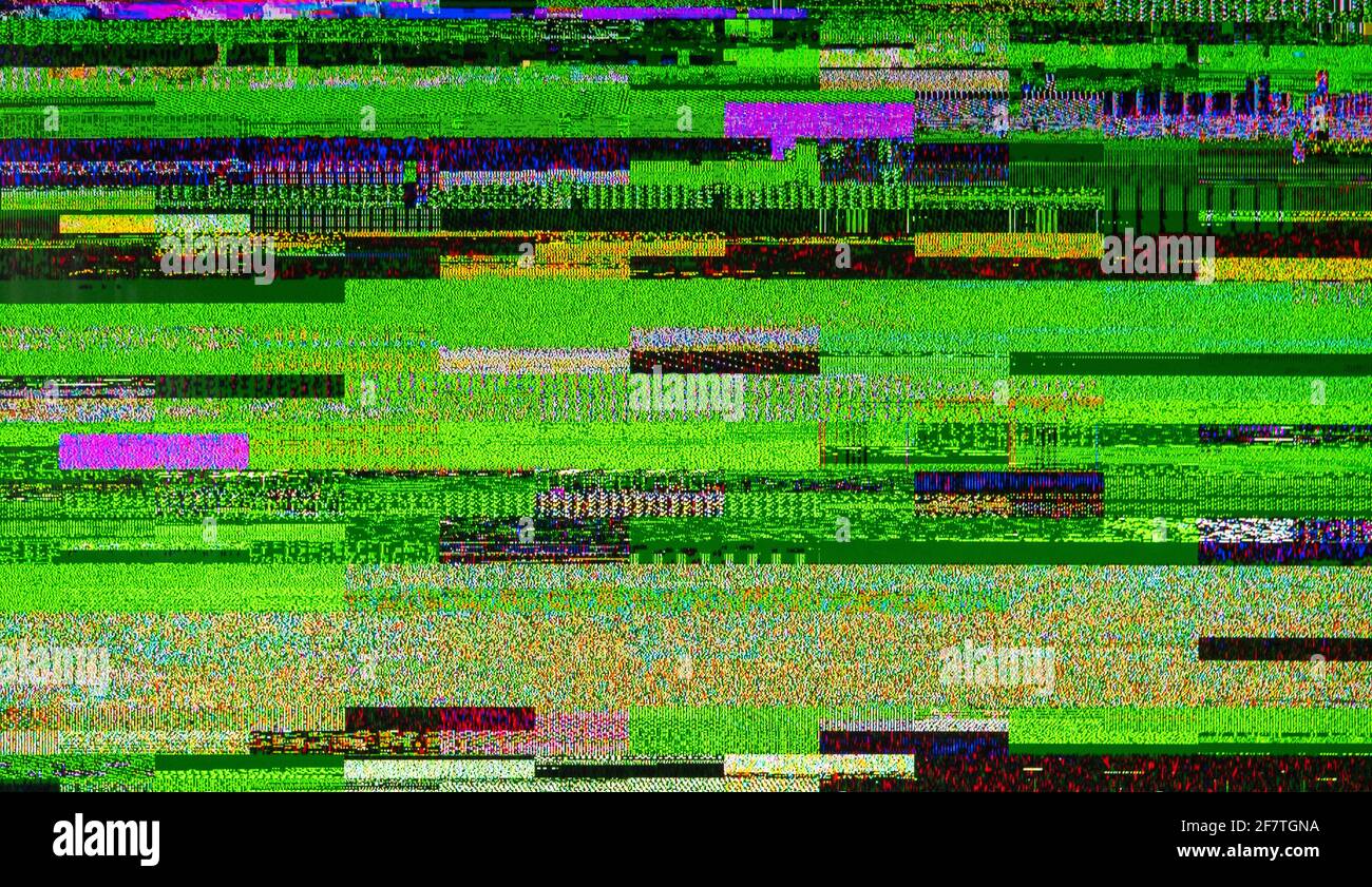 Green television display monitor tv-set noise bad signal Stock Photo ...