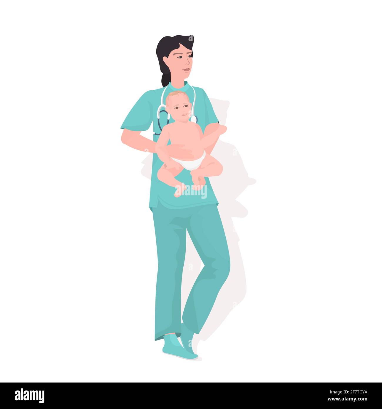 female doctor midwife in uniform holding newborn baby medical maternity ...