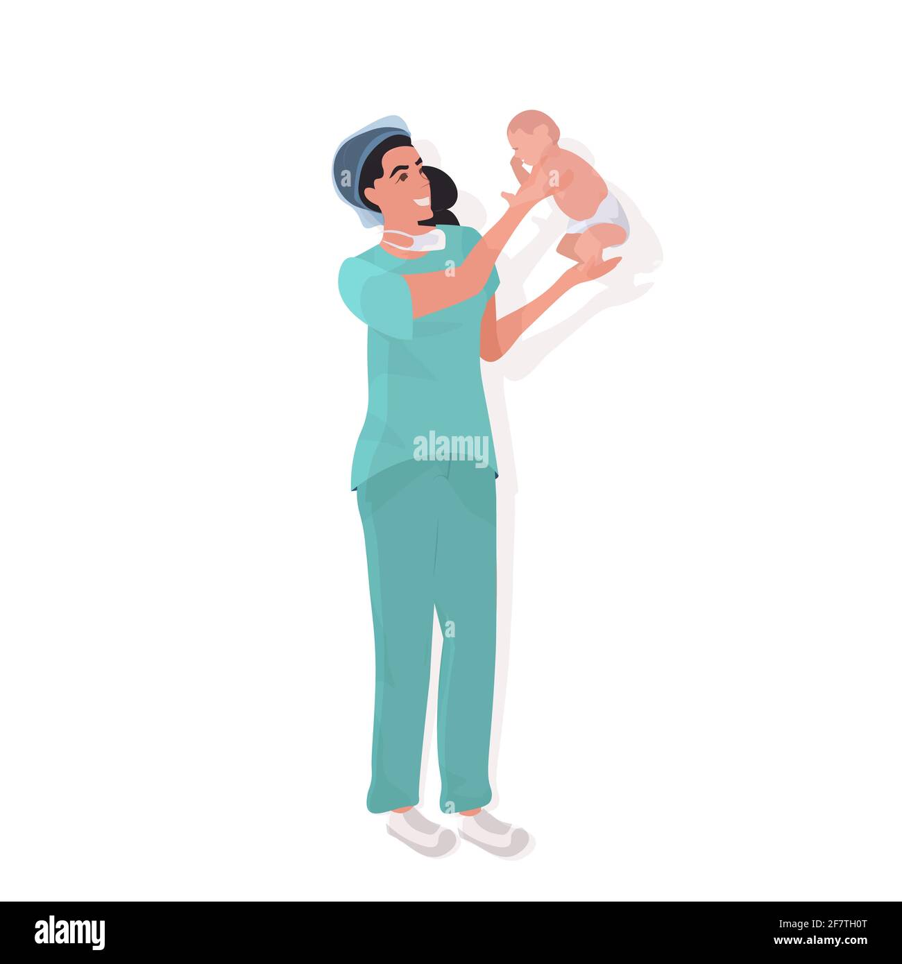 Midwife holding newborn Stock Vector Images - Alamy