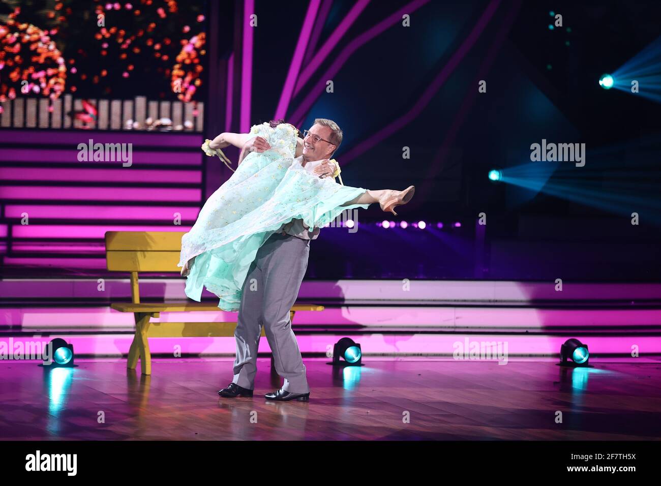 Cologne, Germany. 09th Apr, 2021. Jan Hofer, presenter, and Christina ...