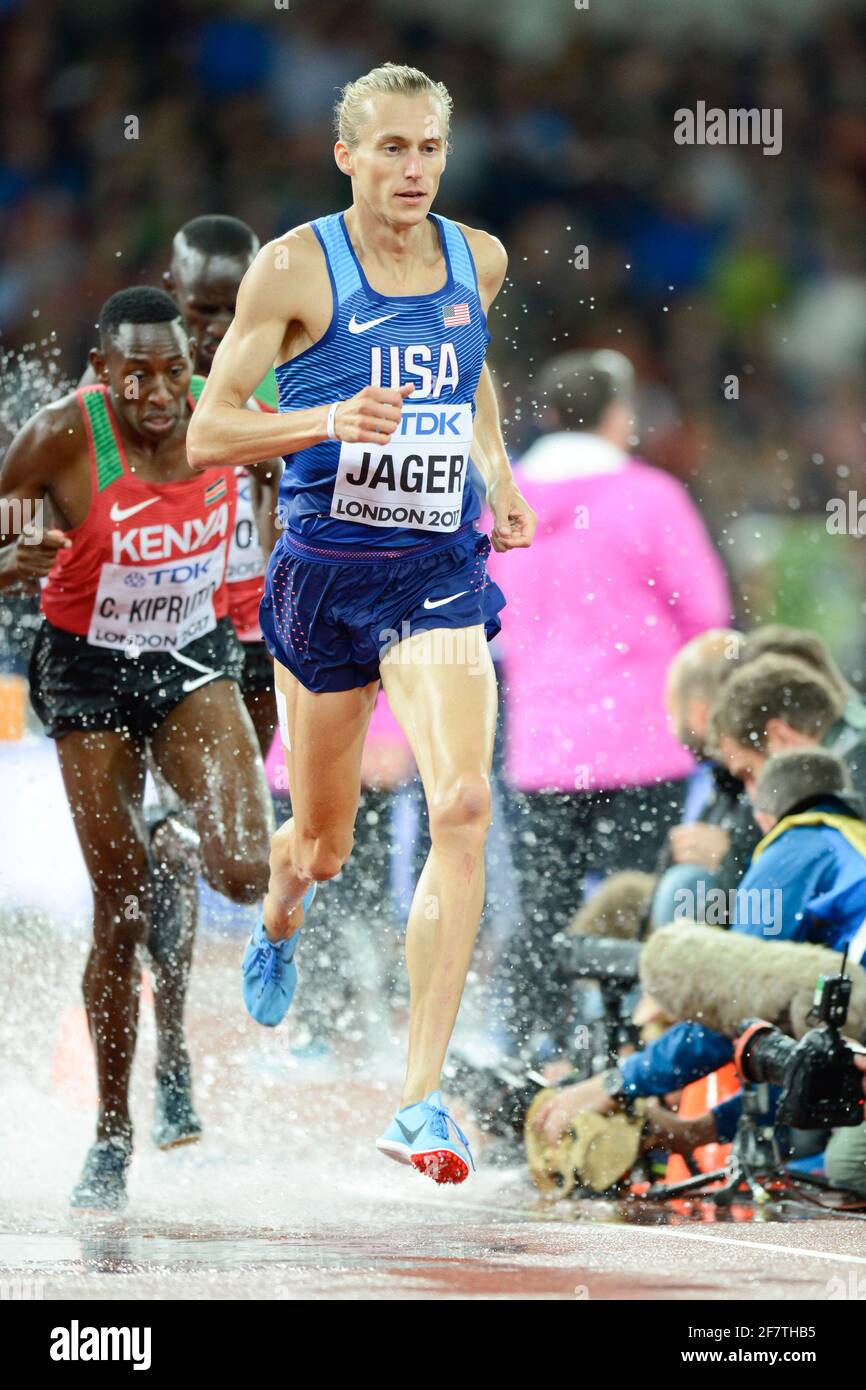 Evan Jager (USA). 3000 metres steeplechase men, Bronze Medal. IAAF ...