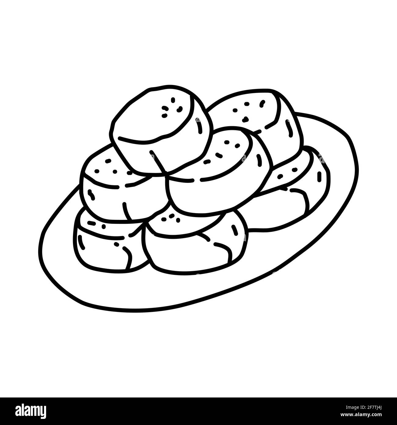 Bakpia Pathok Indonesian Food Hand Drawn Icon Set Vector Stock Vector ...