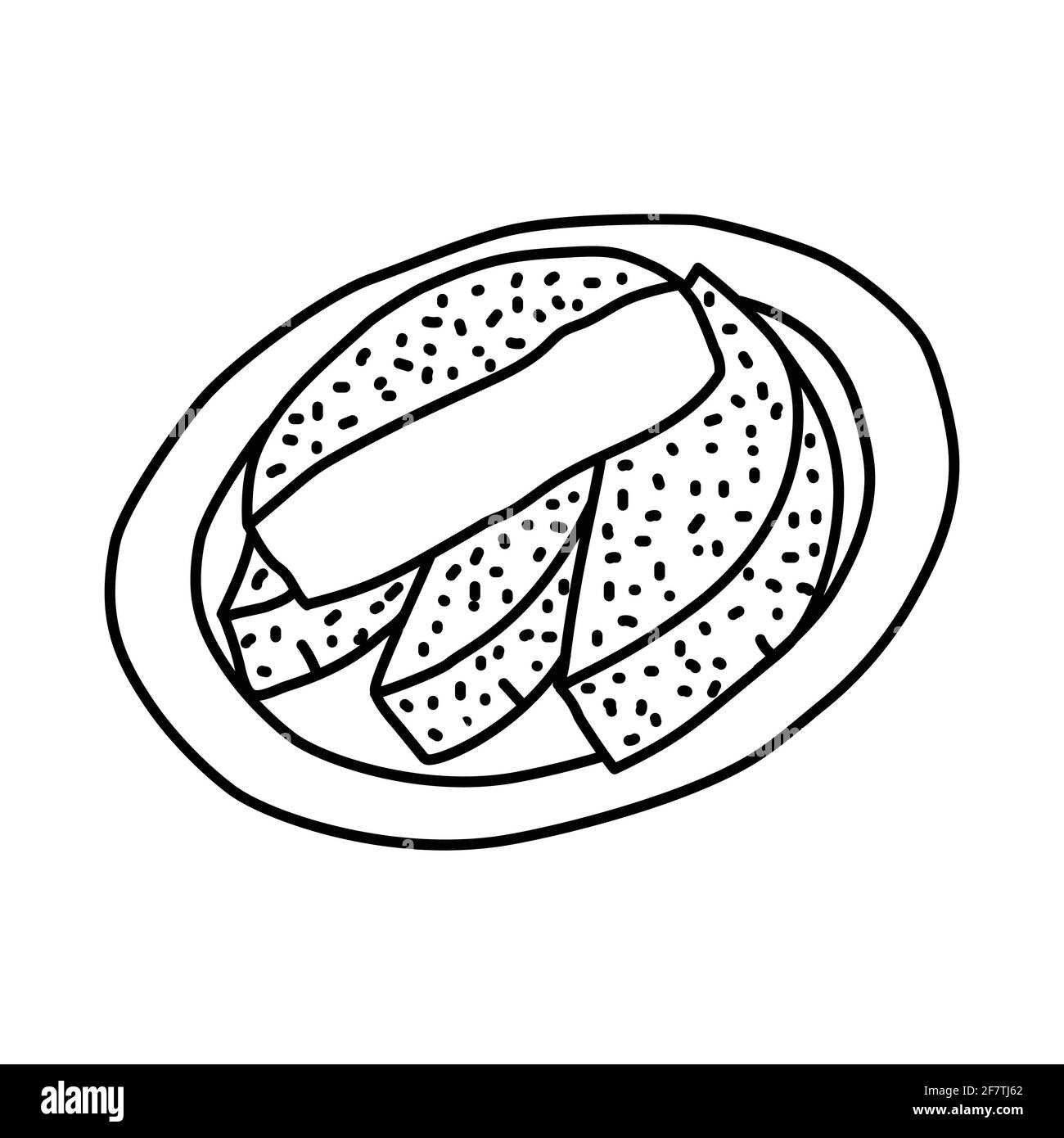 Bandros Indonesian Food Hand Drawn Icon Set Vector Stock Vector Image ...